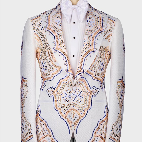 Suits & Blazers | Mens White Pattern Tuxedo | Poshmark